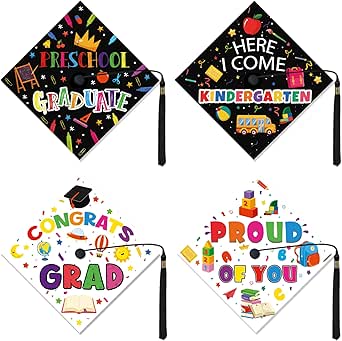 Amazon.com: 24PCS Graduation Cap Topper for Preschool Kindergarten Kids ...