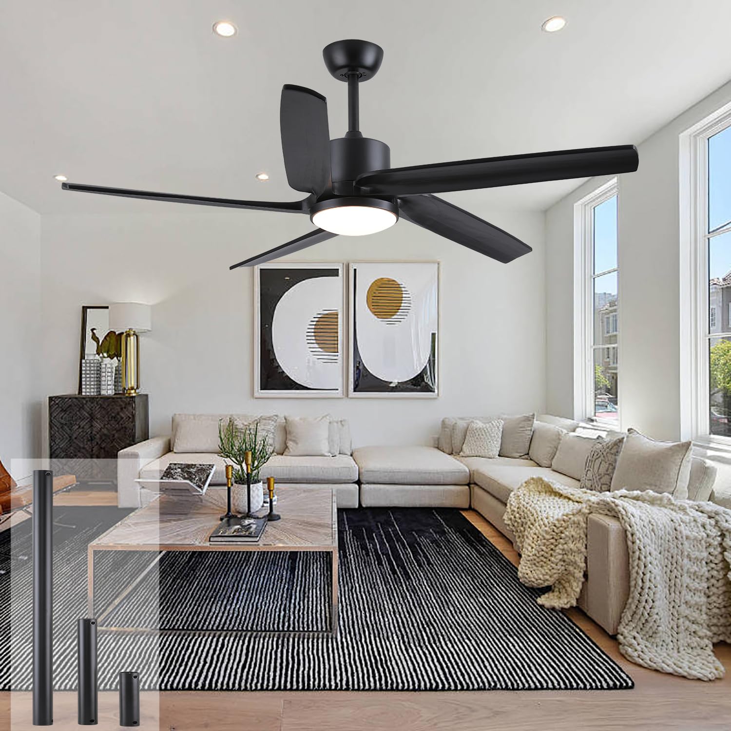 Snapklik.com : Uaikiea 52 Inch Black DC Ceiling Fan