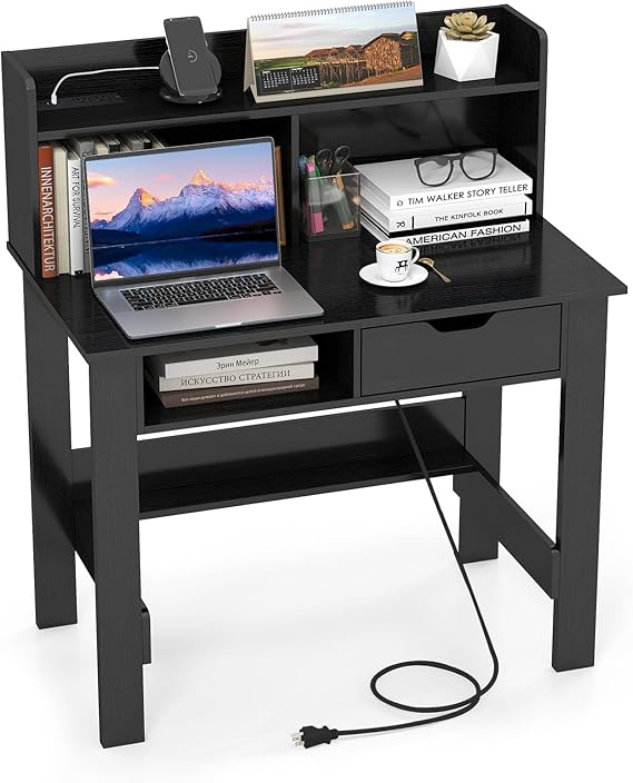 Amazon.com: Giantex Computer Desk with Hutch, Home Office Desk with ...