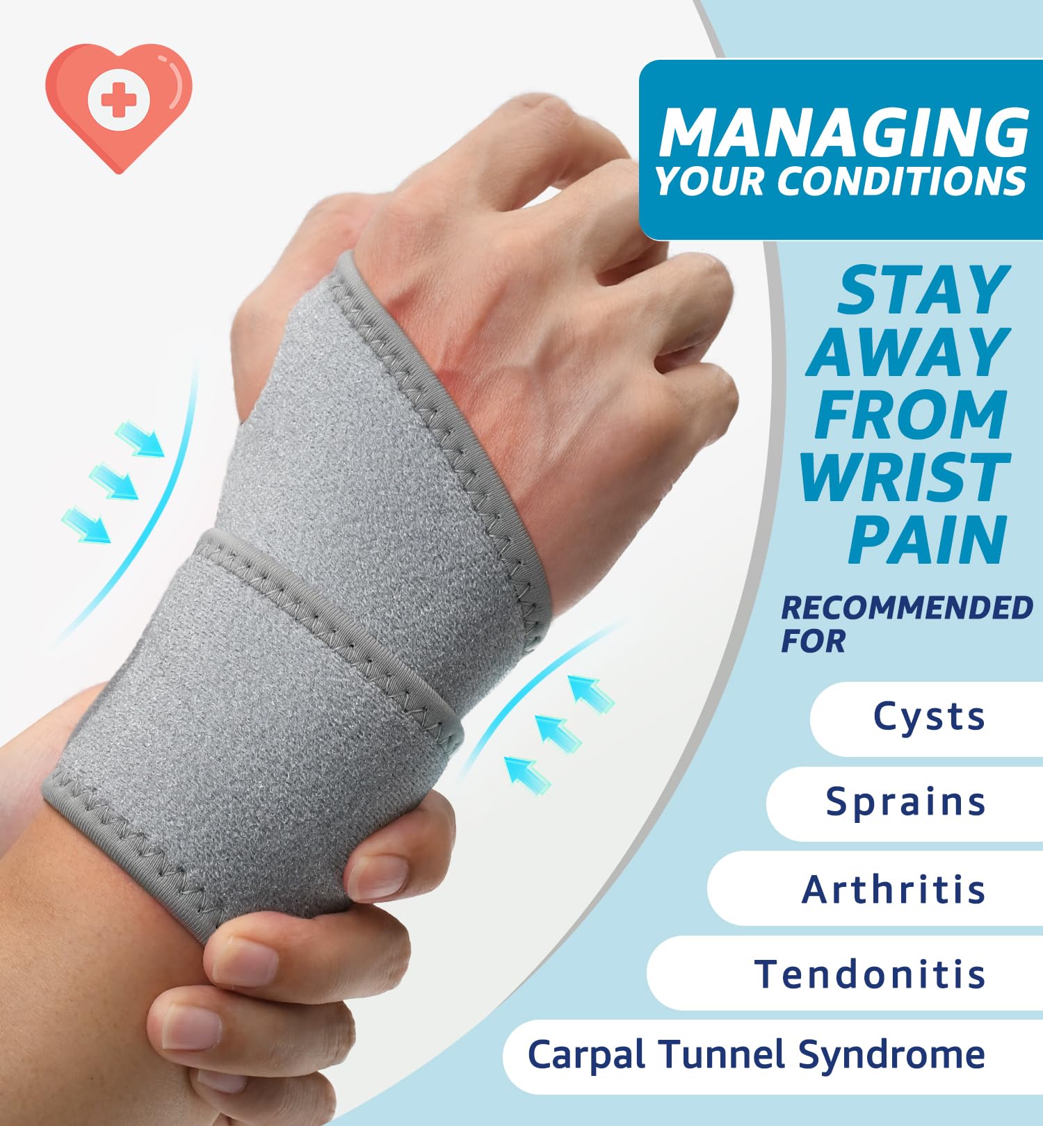 Snapklik.com : HiRui 2 Pack Wrist Brace Wrist Wraps For Carpal Tunnel ...