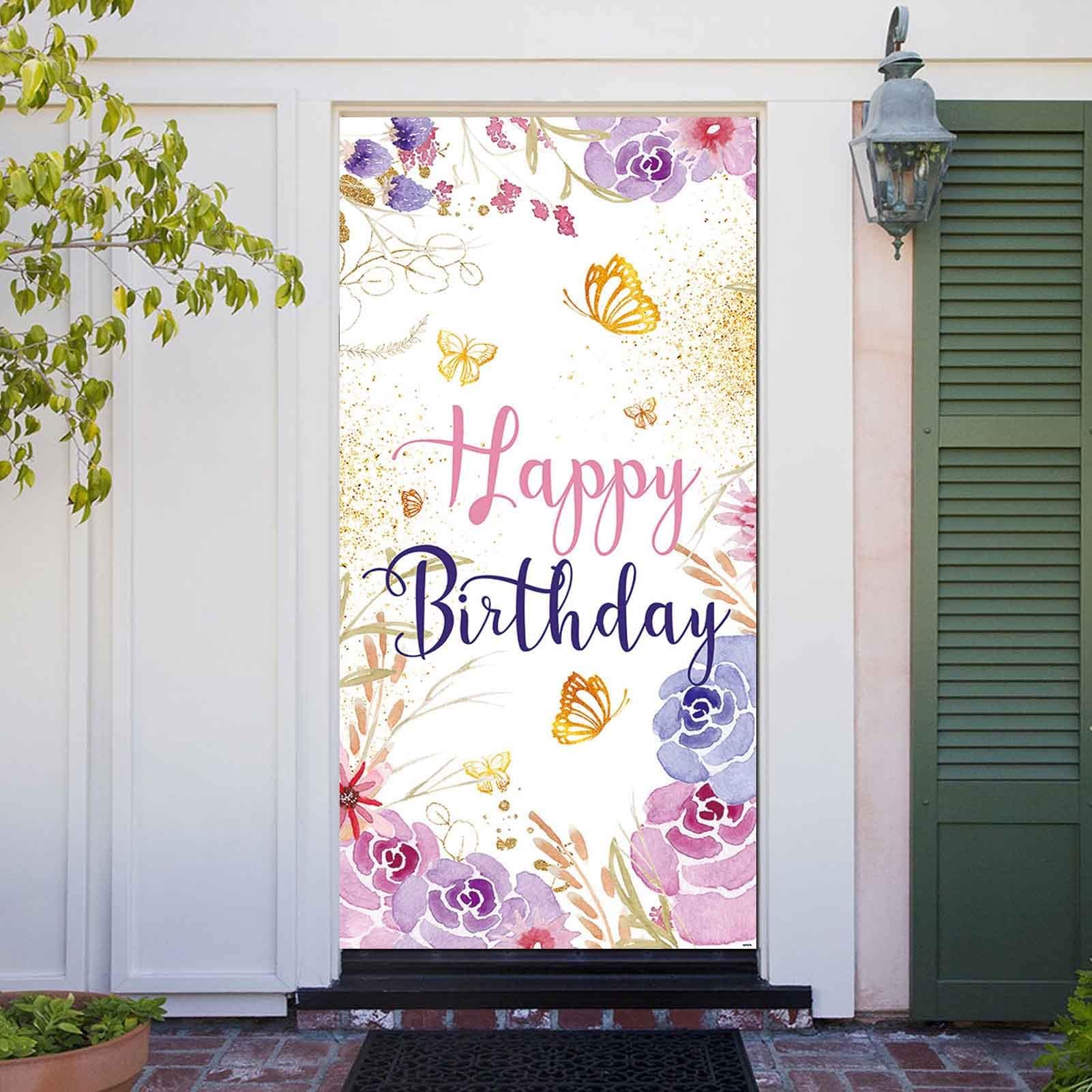 Amazon.com: HOWAF Hawaiian Birthday Door Banner Aloha Luau Party ...