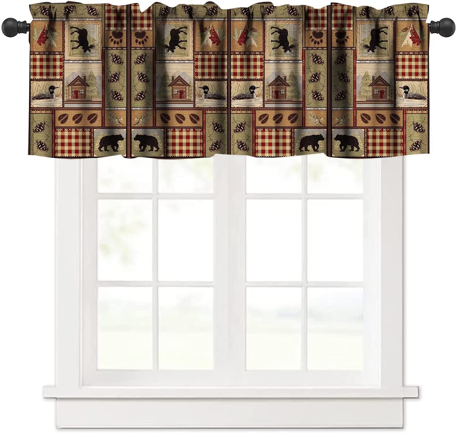 Amazon.com: Retro Rustic Kitchen Valance Curtain Vintage Country ...
