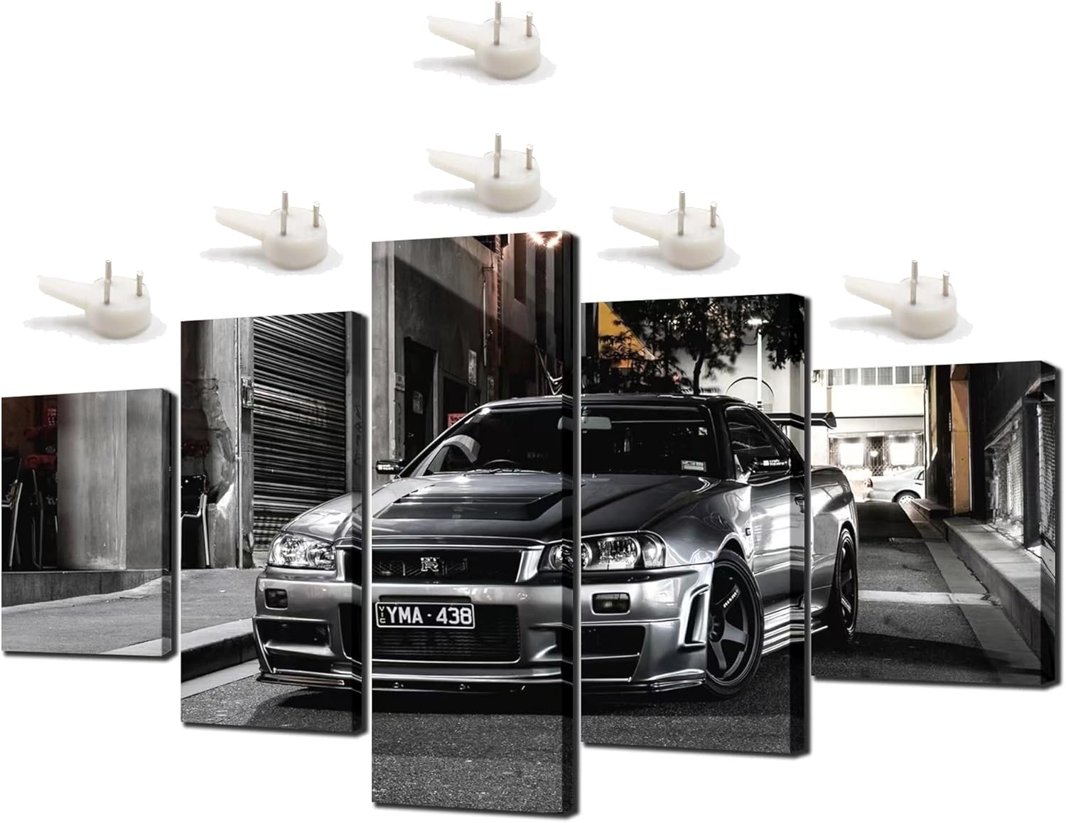 Amazon.com: Black and White Nissan Skyline GTR R34 canvas wall art Car ...