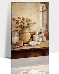 Amazon.com: Hzddty Kitchen Wall Decor - Flower and Jar Farmhouse ...