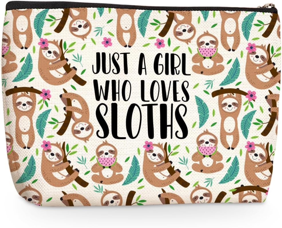 Amazon.com: Cute Sloth Print Makeup Bag Sloth Gifts Cosmetic Bags ...
