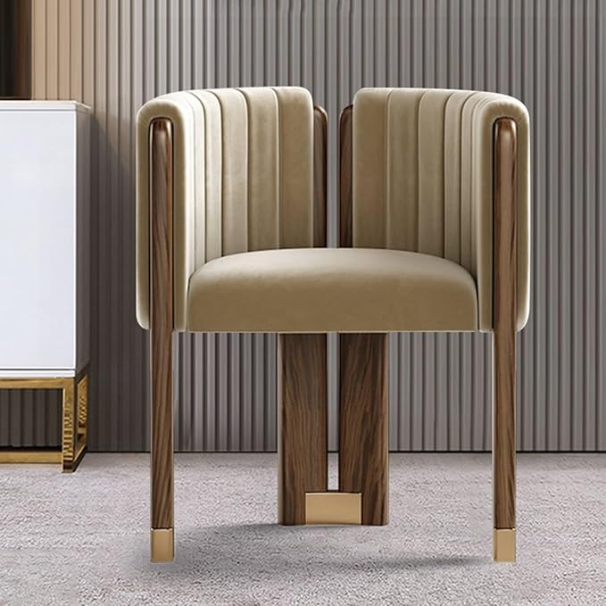 Amazon.com: homary Velvet Fluted Accent Chair for Living Room with Wood ...
