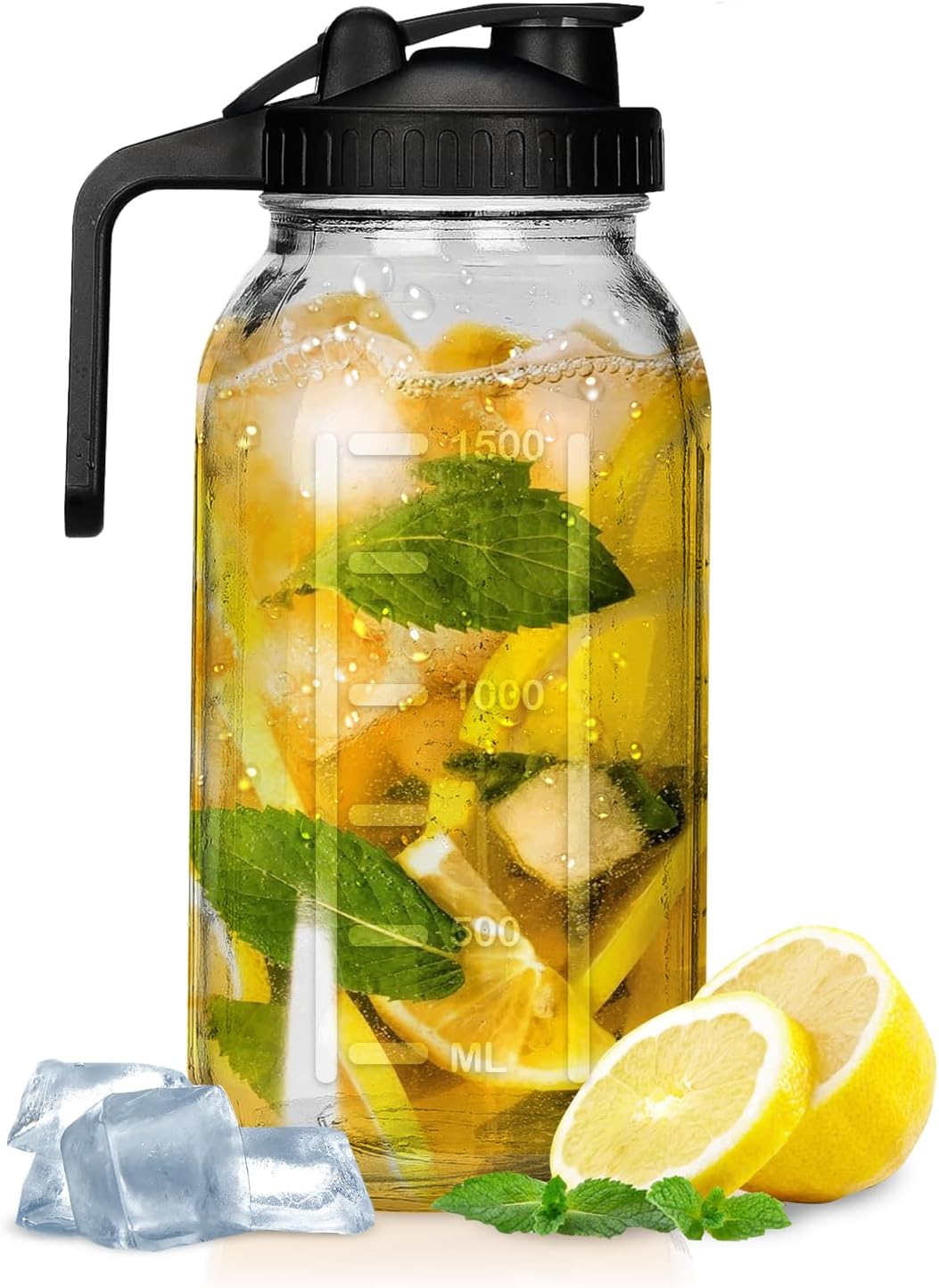 Amazon.com: Vroze 64 oz Mason Jars Wide Mouth with Lid - Mason Jar Pour ...