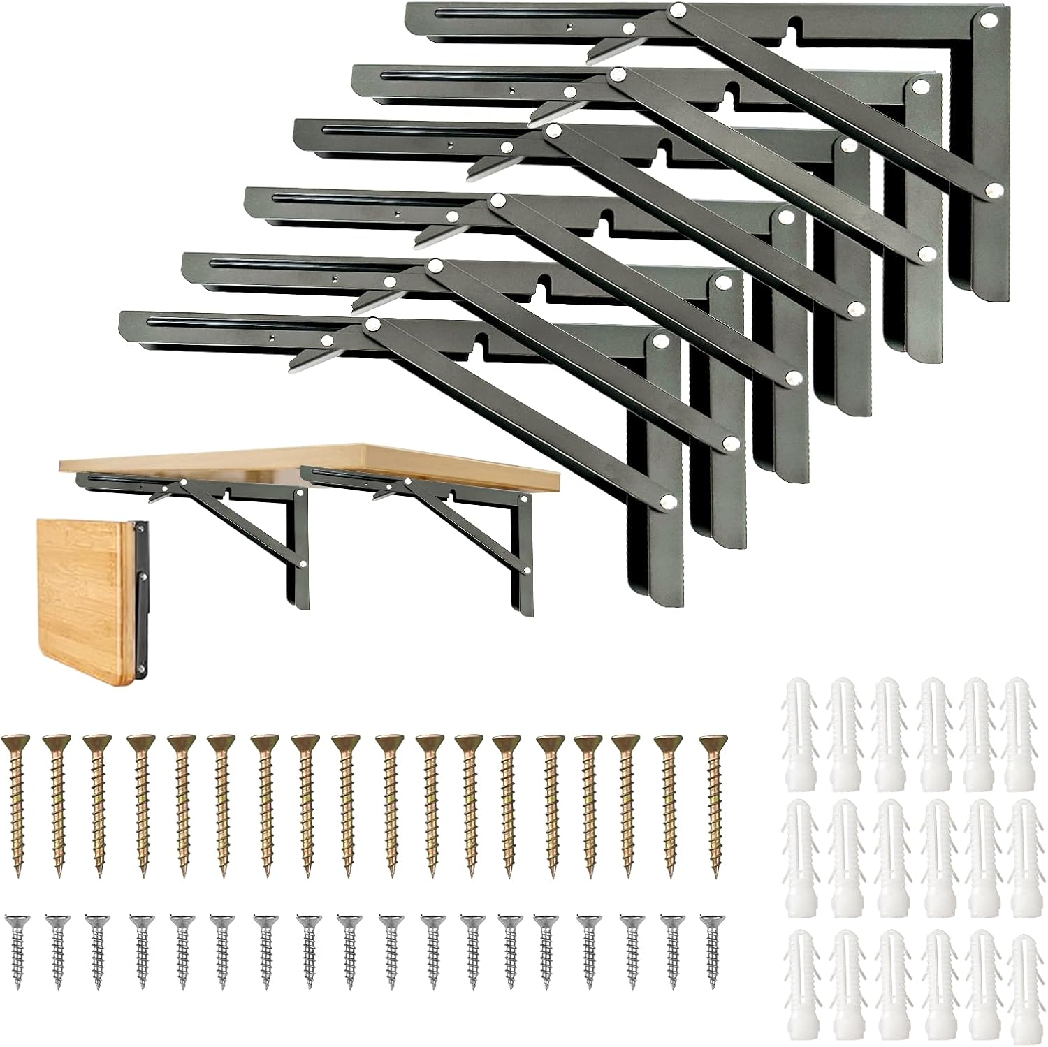 Amazon.com: Folding Shelf Brackets,Wall Mounted Shelf Brackets,Heavy ...