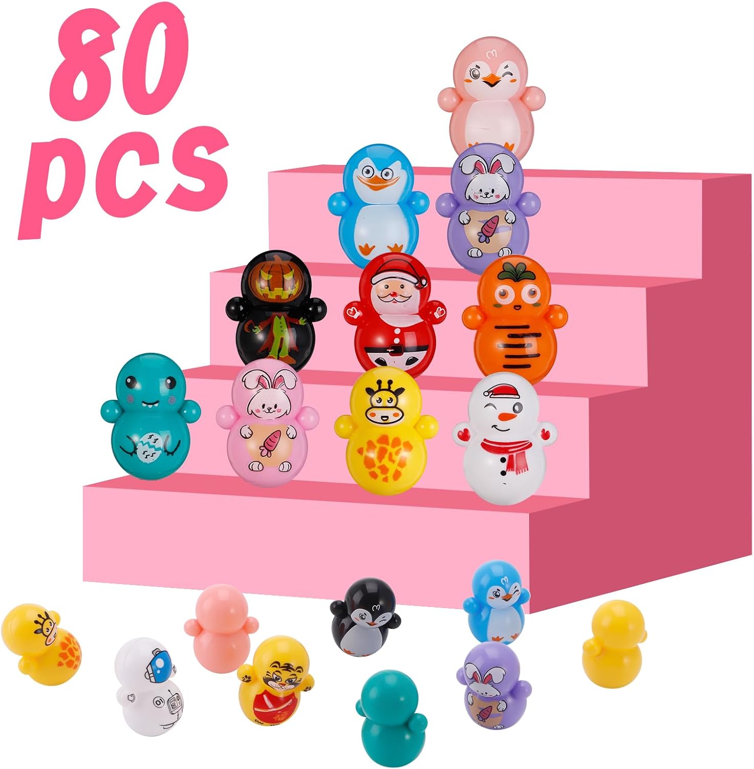 Amazon.com: Fuyamp Mini Tumbler Toys 80PCS Mini Animal Toy Party Favors ...