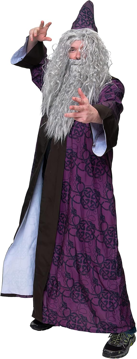 Amazon.com: ComfyCamper Wizard Costume Adult Men - Robe and Beard ...