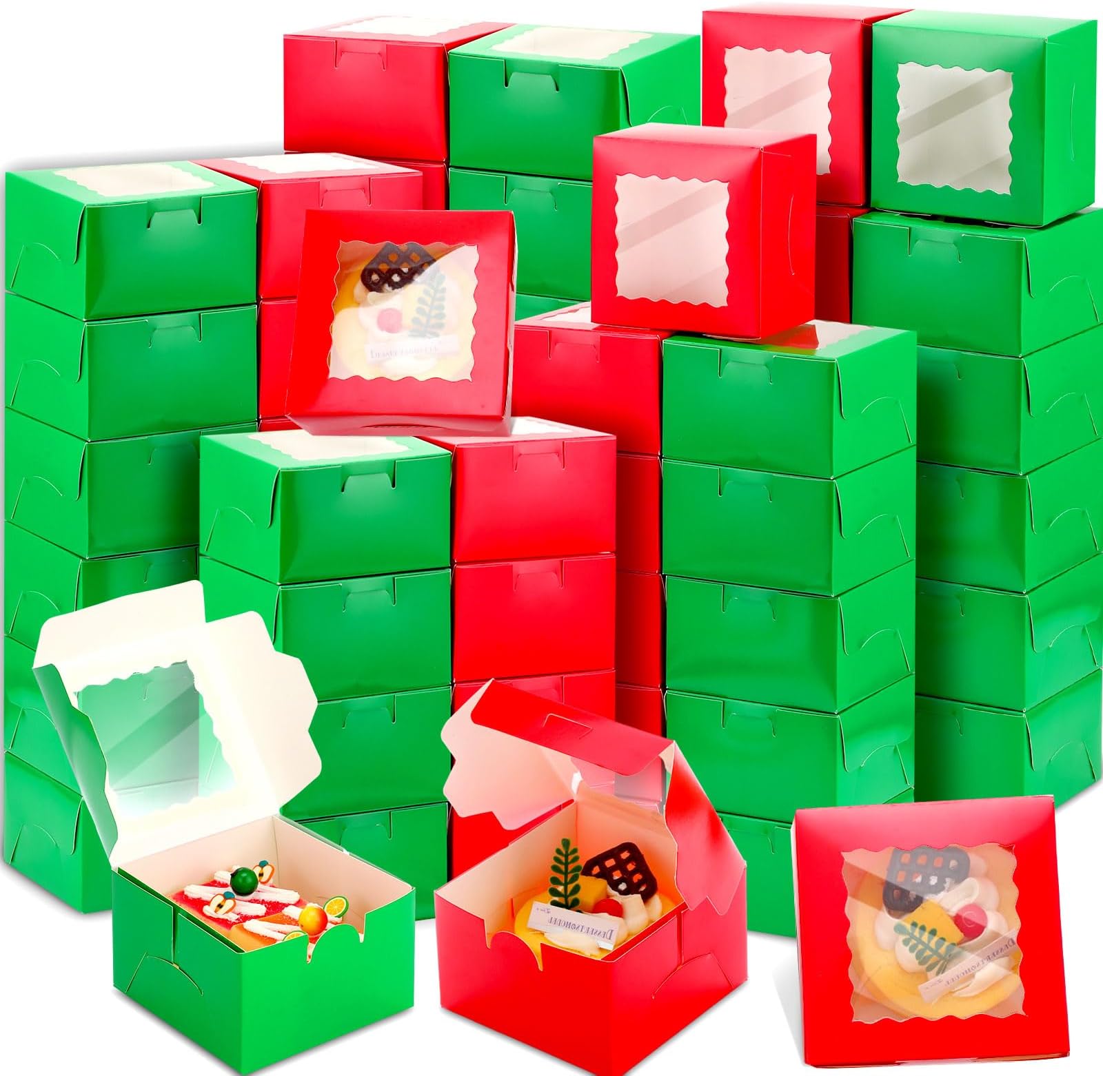 Amazon.com: Cholemy 200 Pack Christmas Cookie Boxes Bakery Boxes with ...