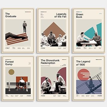 Amazon.com: DECORRECOR Movie Posters Set of 6 Unframed Canvas Wall Art ...