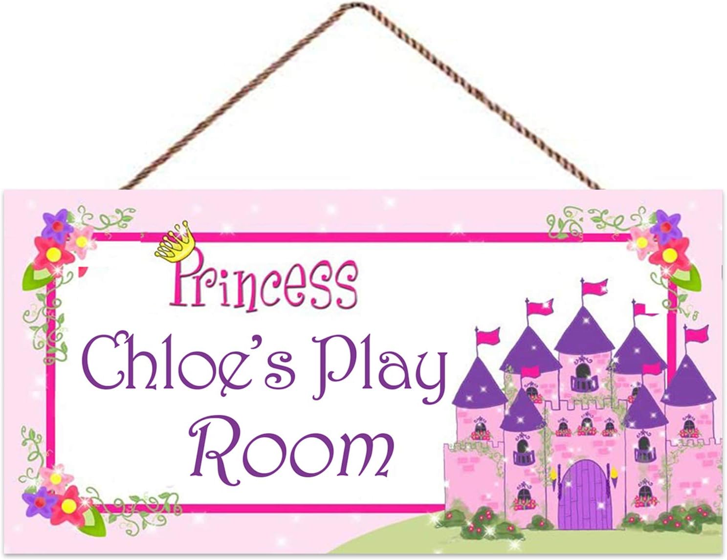 Amazon.com: Personalized Princess Sign, Castle with Rainbow Sign,Girls ...