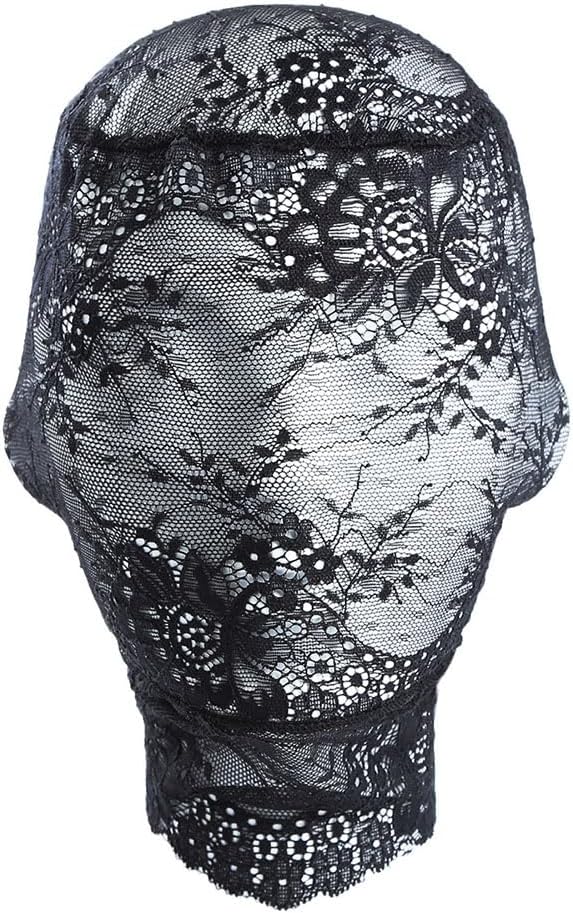 Black Lace Masquerade Full Face Veil Mask Gothic Hollow Out See Through ...