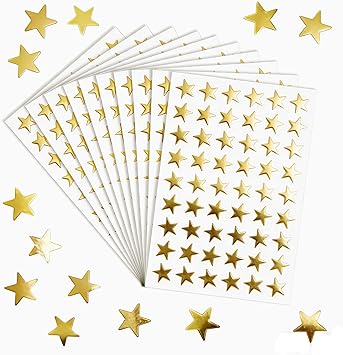 Star Stickers 540 PCS 10 Sheets, 1.3 cm Gold Star Metallic Stickers for ...