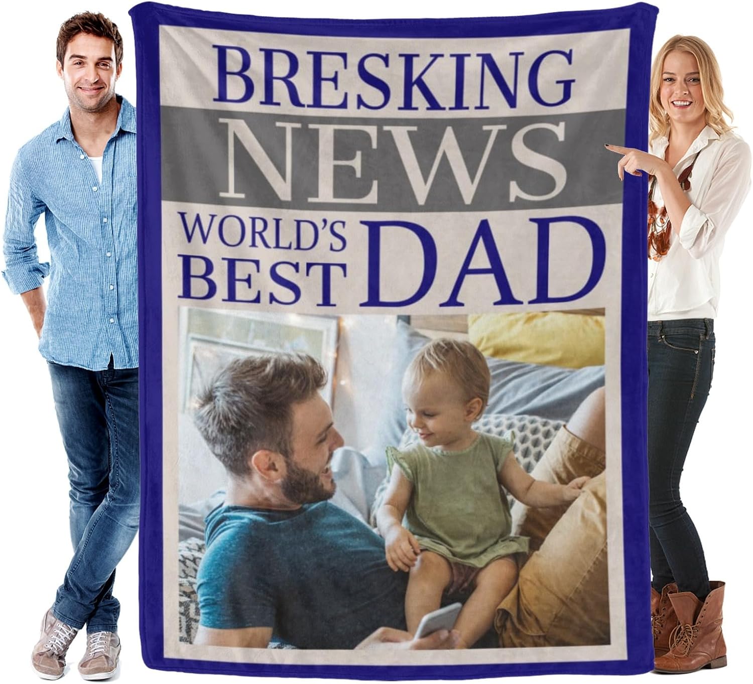 Amazon.com: Sruteel Fathers Day Blanket for Dad, Customized Throw ...