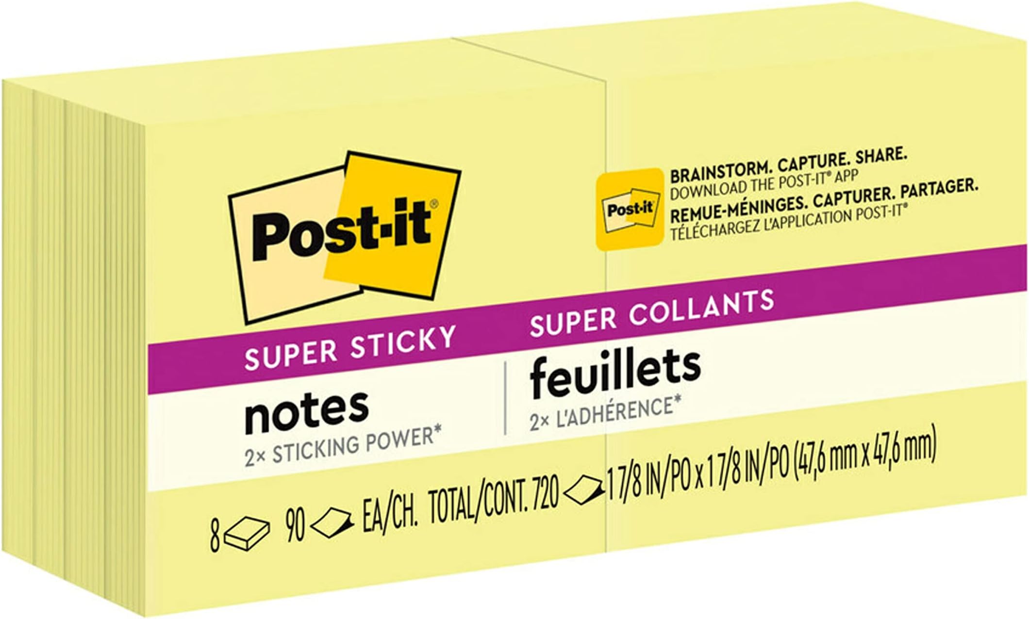 Amazon.com : Post-it® Mini Super Sticky Notes, 1 7/8 in x 1 7/8 in ...