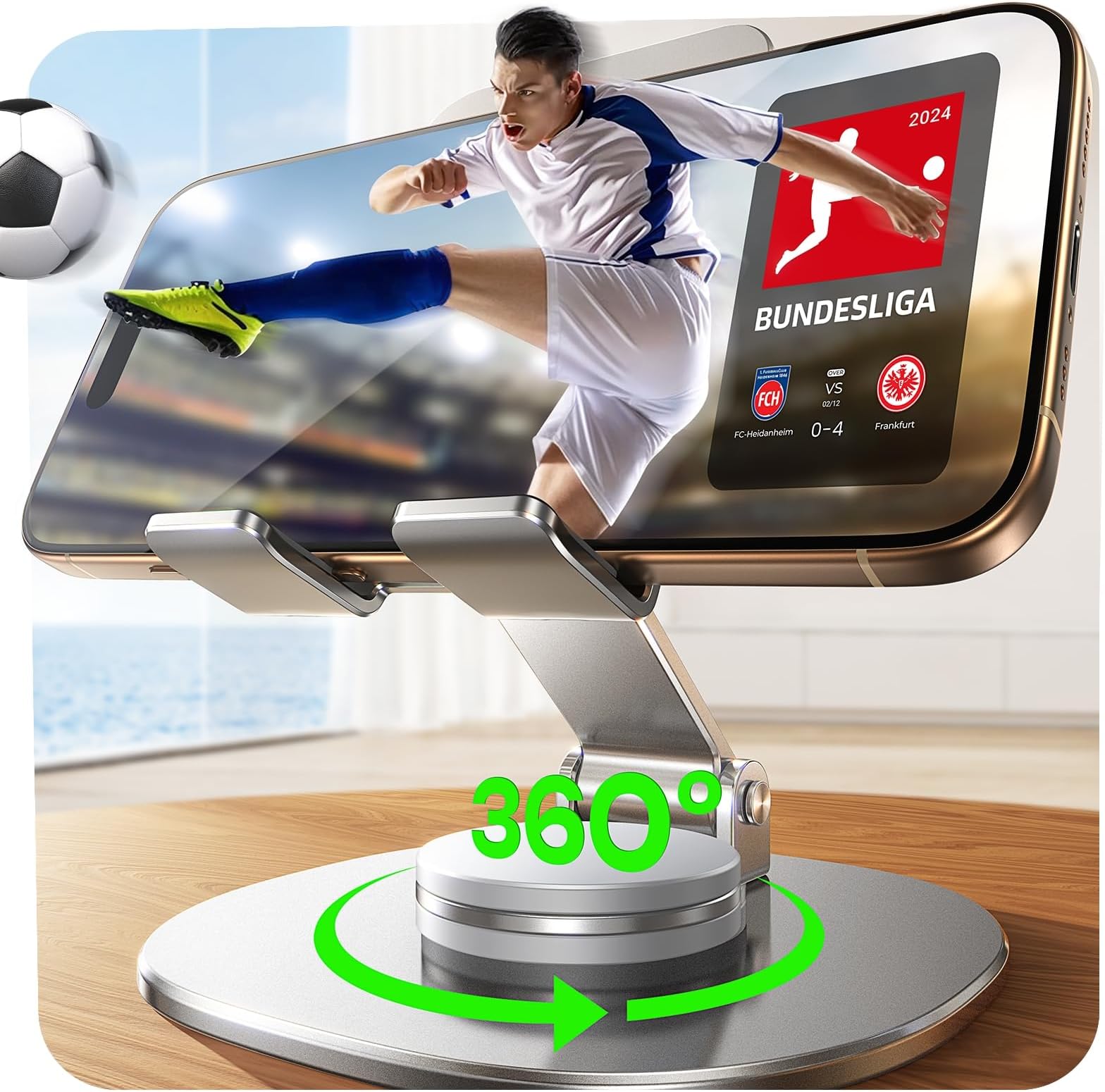 LISEN Phone Stand for Desk Foldable Cell Phone Holder for Table 360 ...