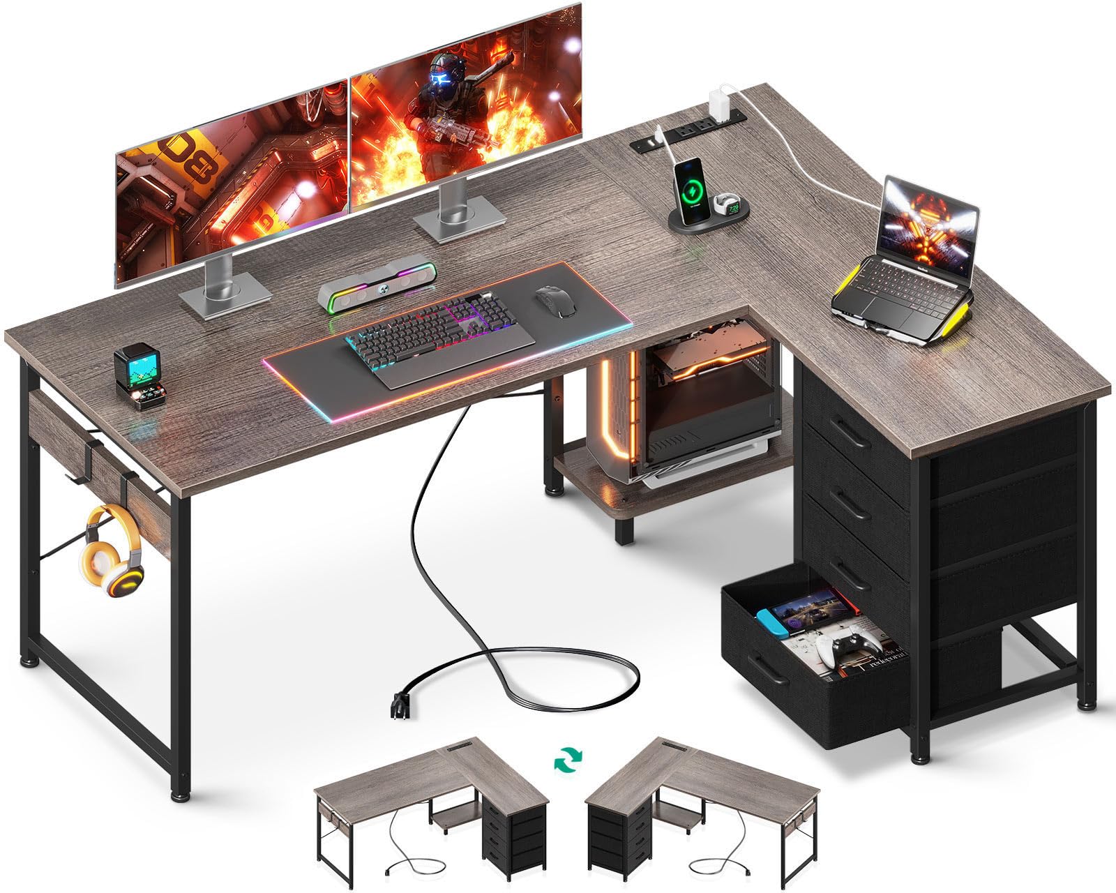 Snapklik.com : AODK L Shaped Desk