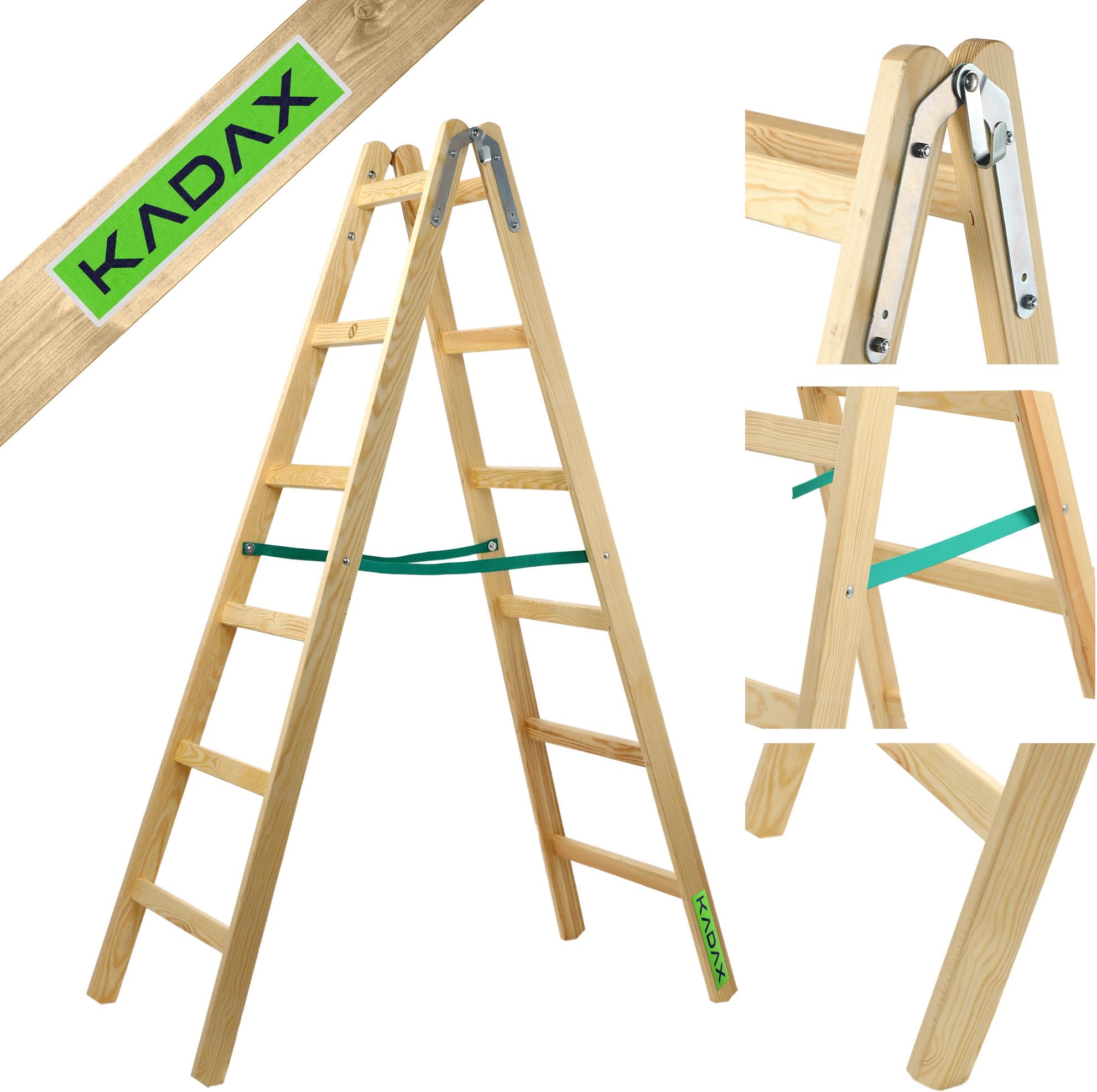 KADAX Escabeau Pliable en Bois, Échelle à Structure Robuste et ...