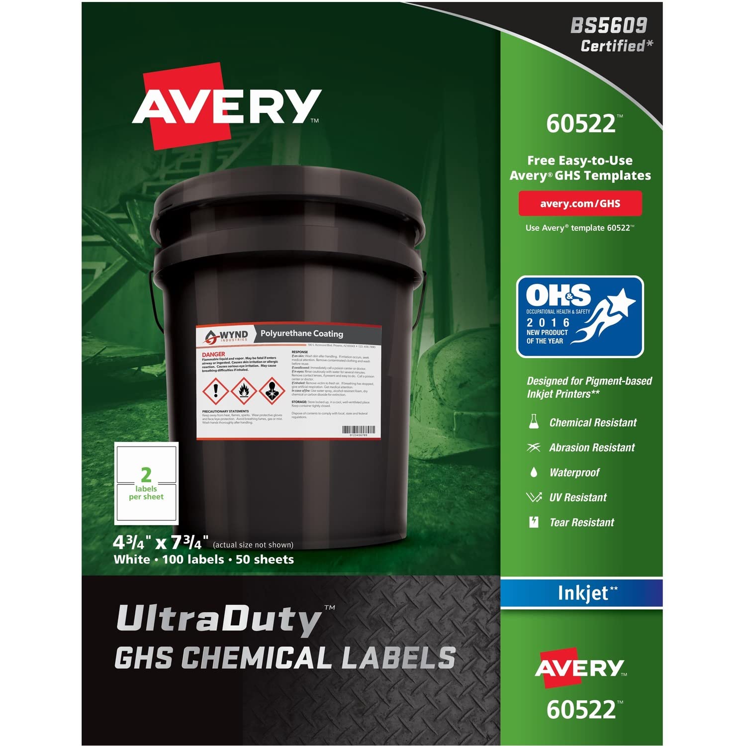 Amazon.com: Avery 60522 Chemical Container Labels 4-3/4-Inch x7-3/4 ...