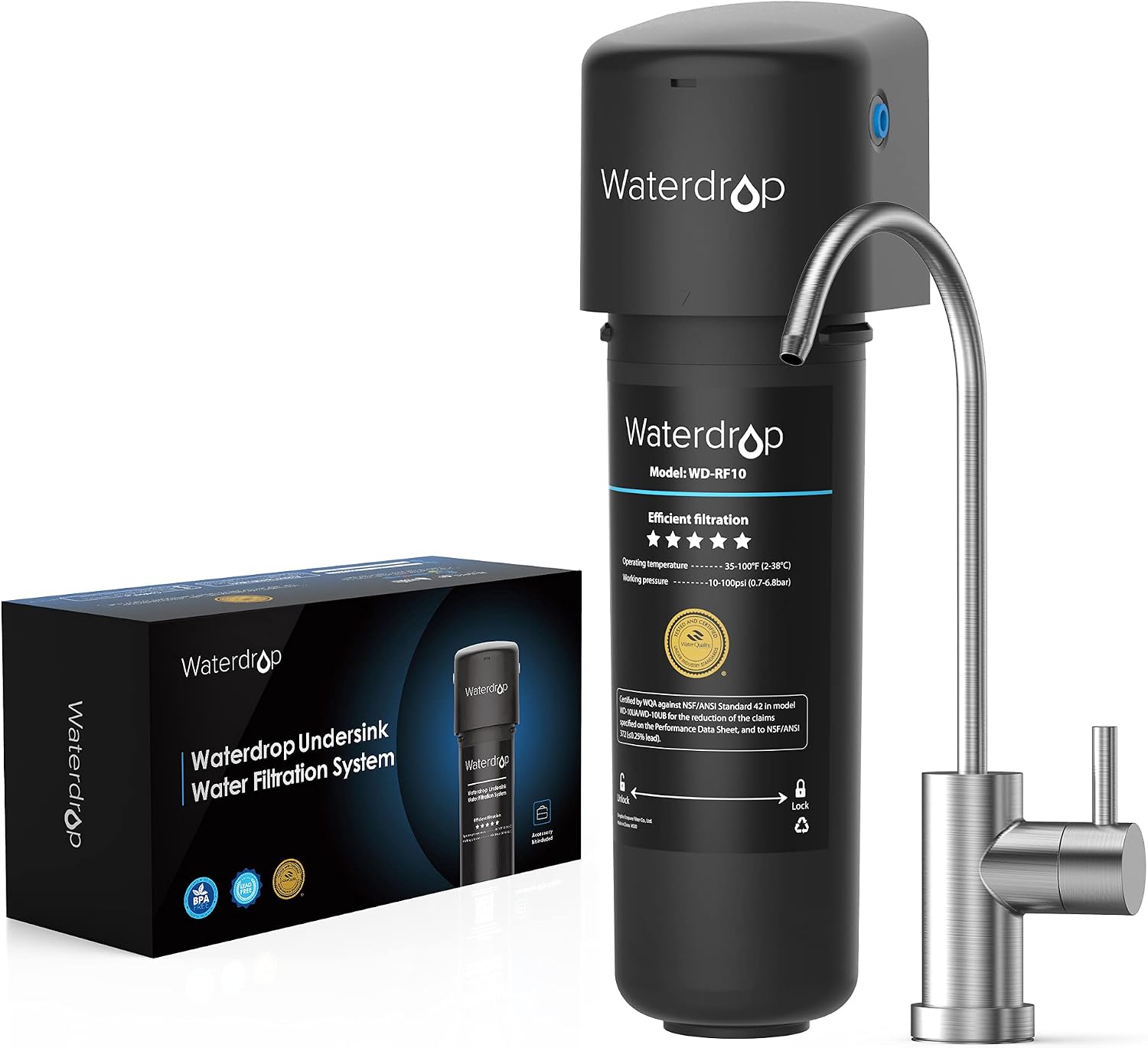 Waterdrop 10UB Under Sink Drinking Water Filtration System, NSF/ANSI 42 ...