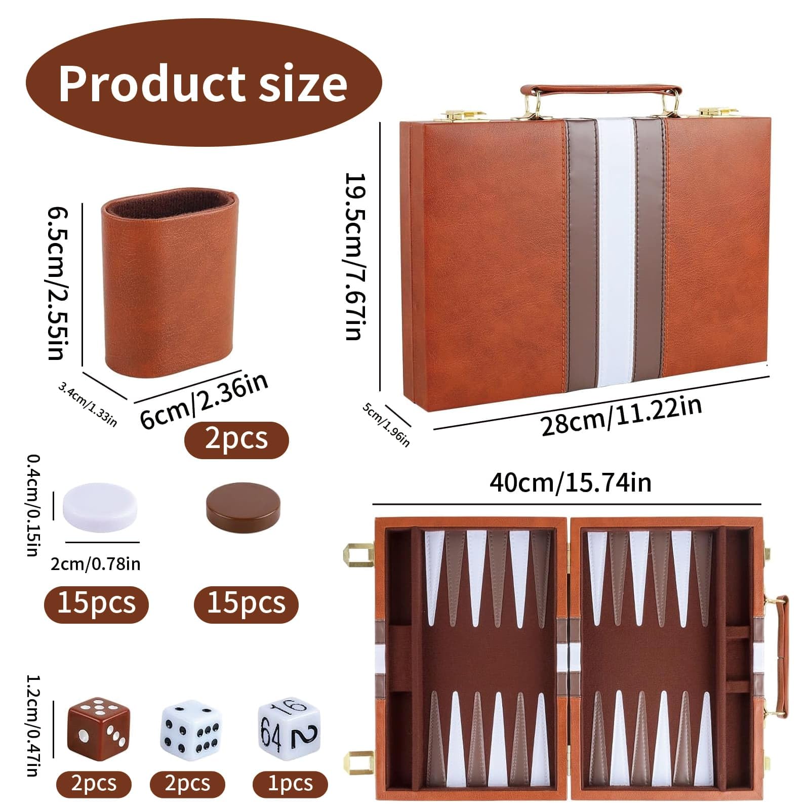 Eidoct Brown Classic Strategy Backgammon Set, 2 Players, Adults ...