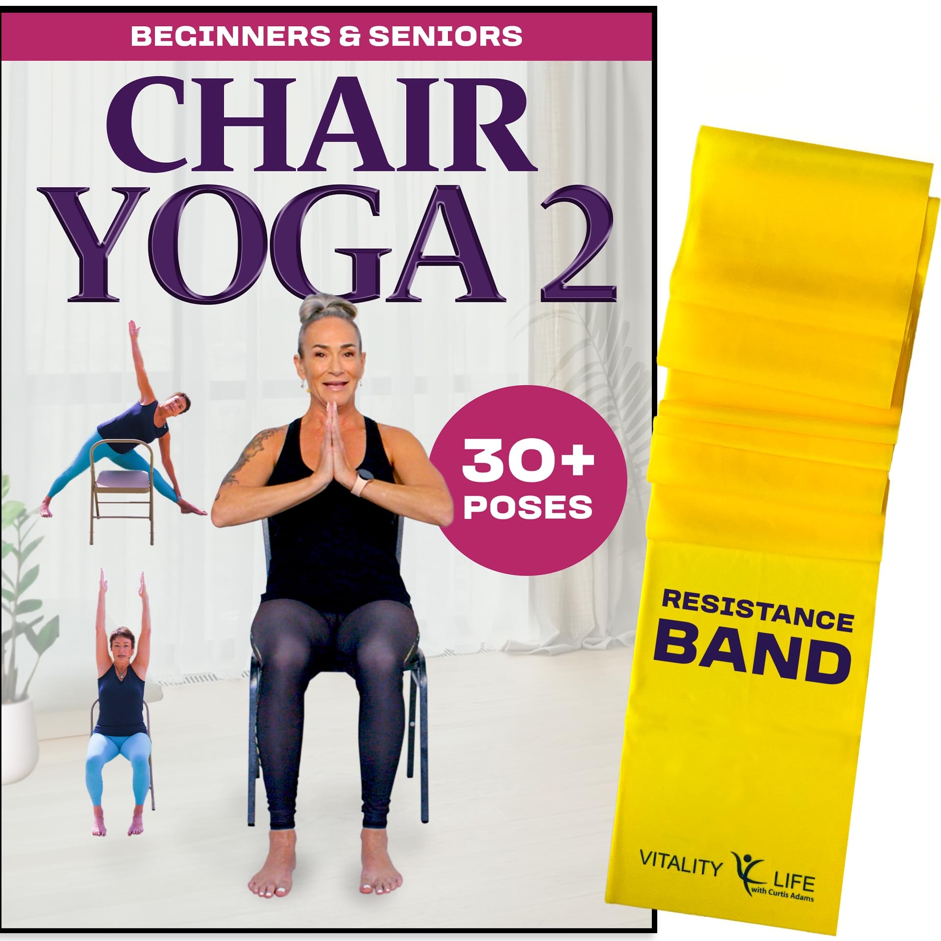 Amazon.com: Chair Yoga for Seniors & Beginners + Band. 30+ Yoga Poses ...