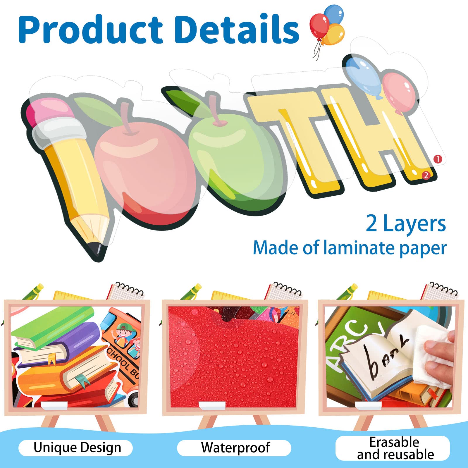 Snapklik.com : 68 Pcs 100th Days Of School Classroom Bulletin Border ...