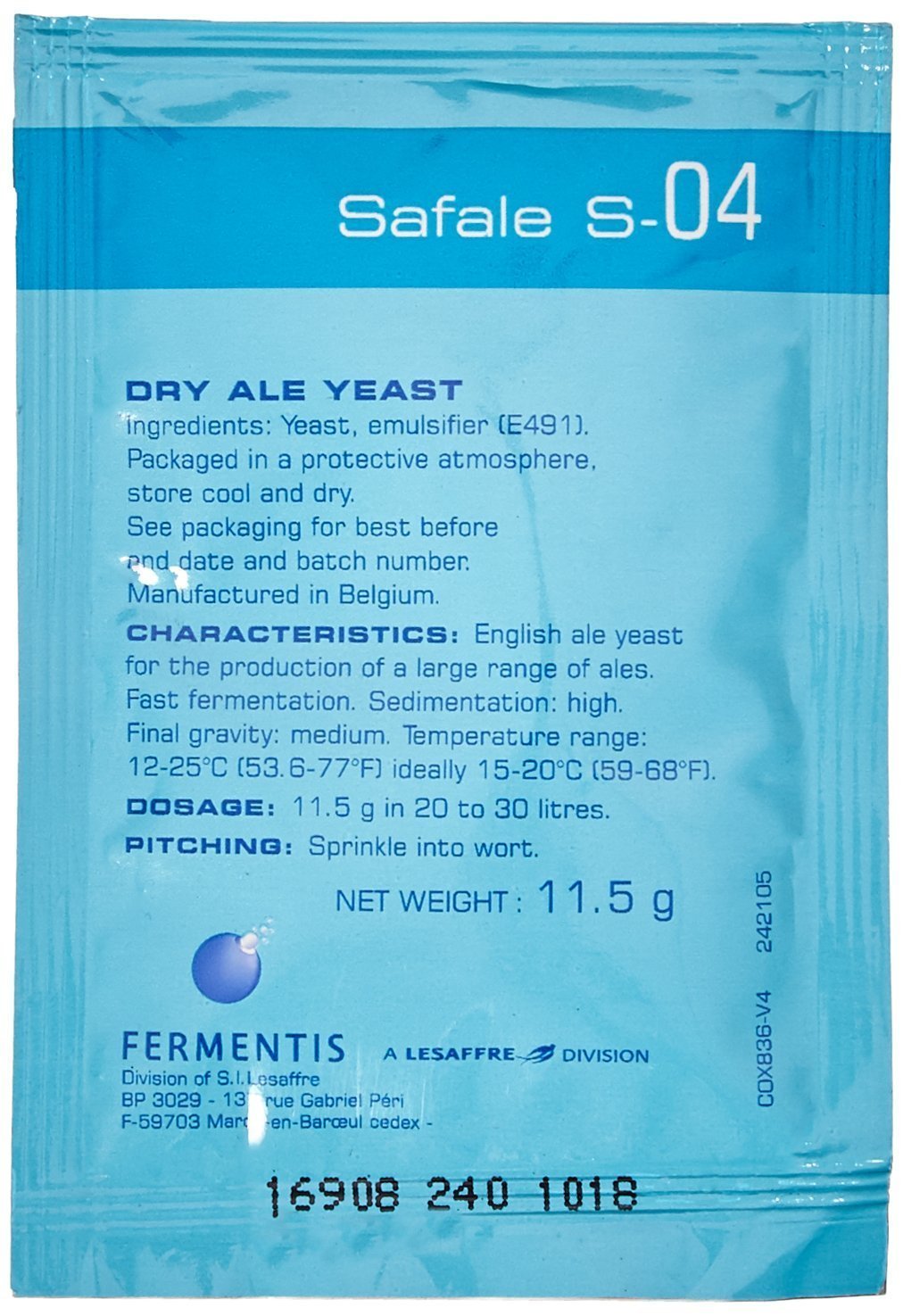 Fermentis FMT_FDY_S04 Safale S-04 Dry Yeast - 11.5g : Amazon.ca ...