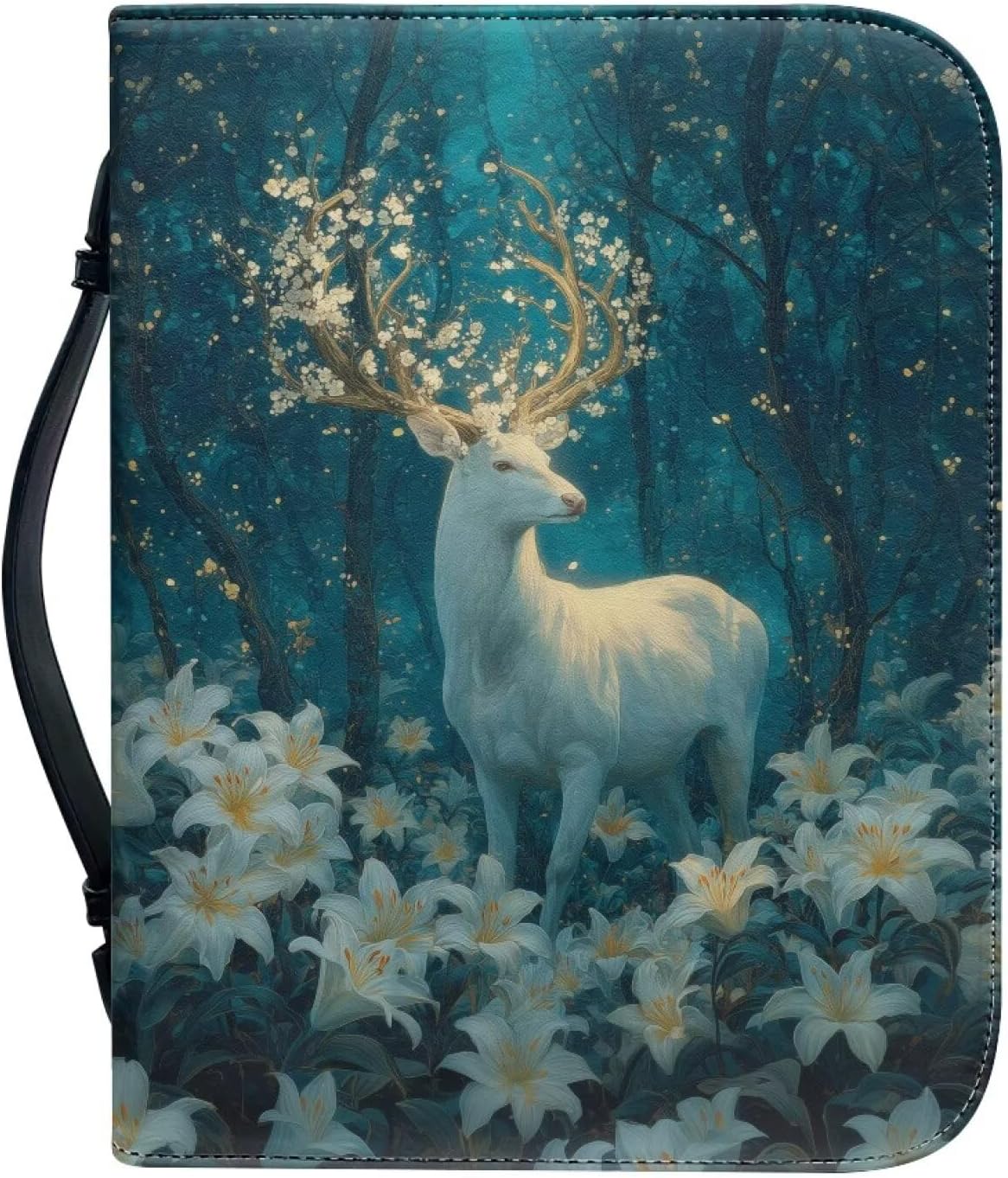 Amazon.com: Talayituse Deer Cherry Blossom Lily Print Faux Leather ...