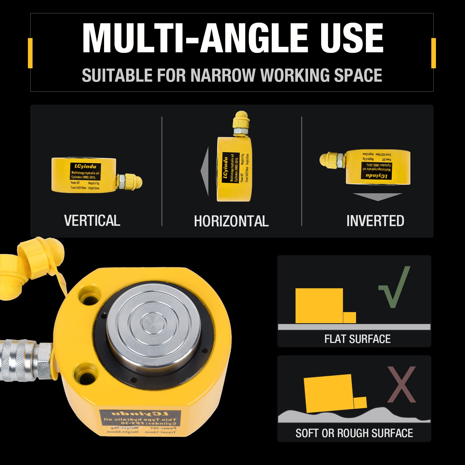 Snapklik.com : 10T Low Profile Hydraulic Cylinder Ram Jack Kit FPY-10 0 ...
