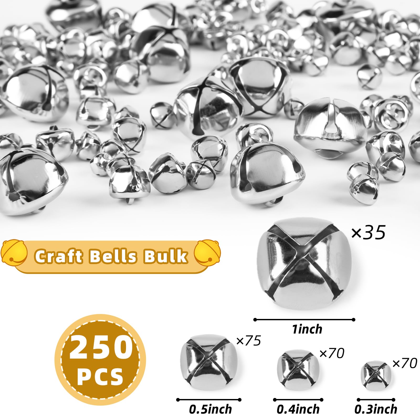 Snapklik.com : 250PCS Craft Bells Bulk, Jingle Bells Assorted Sizes ...