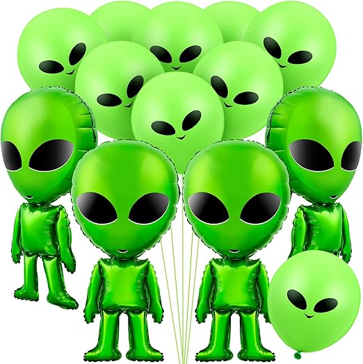 Amazon.com: Libima 52 Pcs Alien Balloon Outer Space Alien Decorations ...
