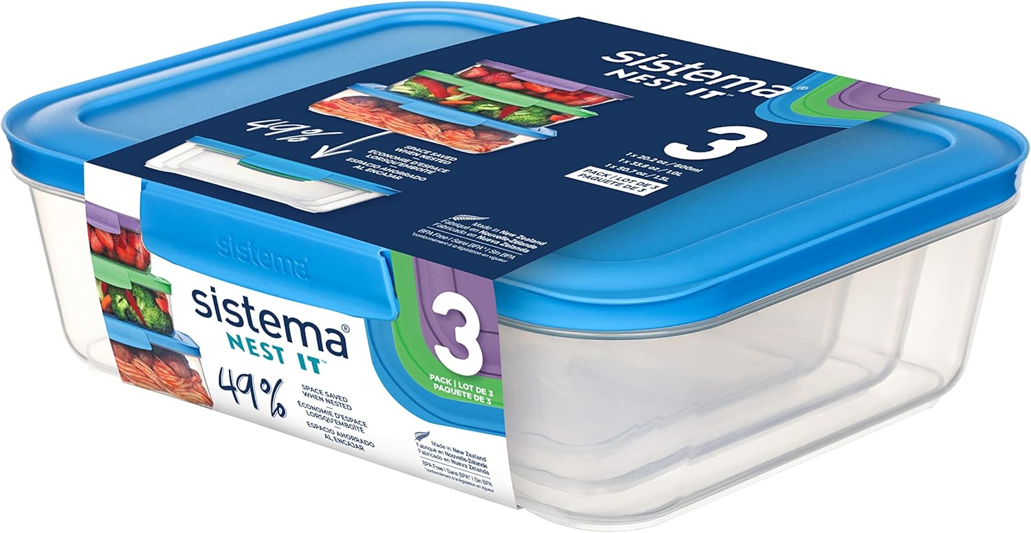 Sistema Nest It Food Storage Containers with Lids, 3 Pack : Amazon.ca: Home