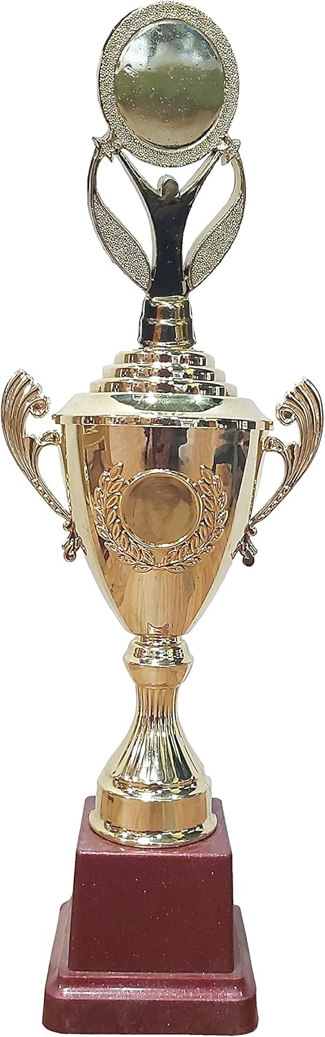 Amazon.com : Be Win Winner Golden Fiber Men Holding Round Cup Trophy ...