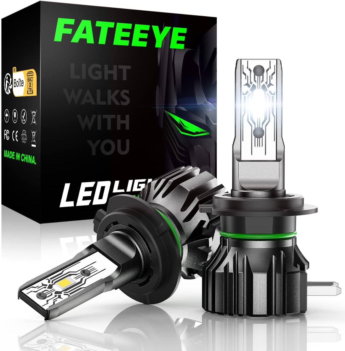 NIGHTEYE H7 LED Headlight Bulb, 60W 12000LM H7 LED Headlights ...