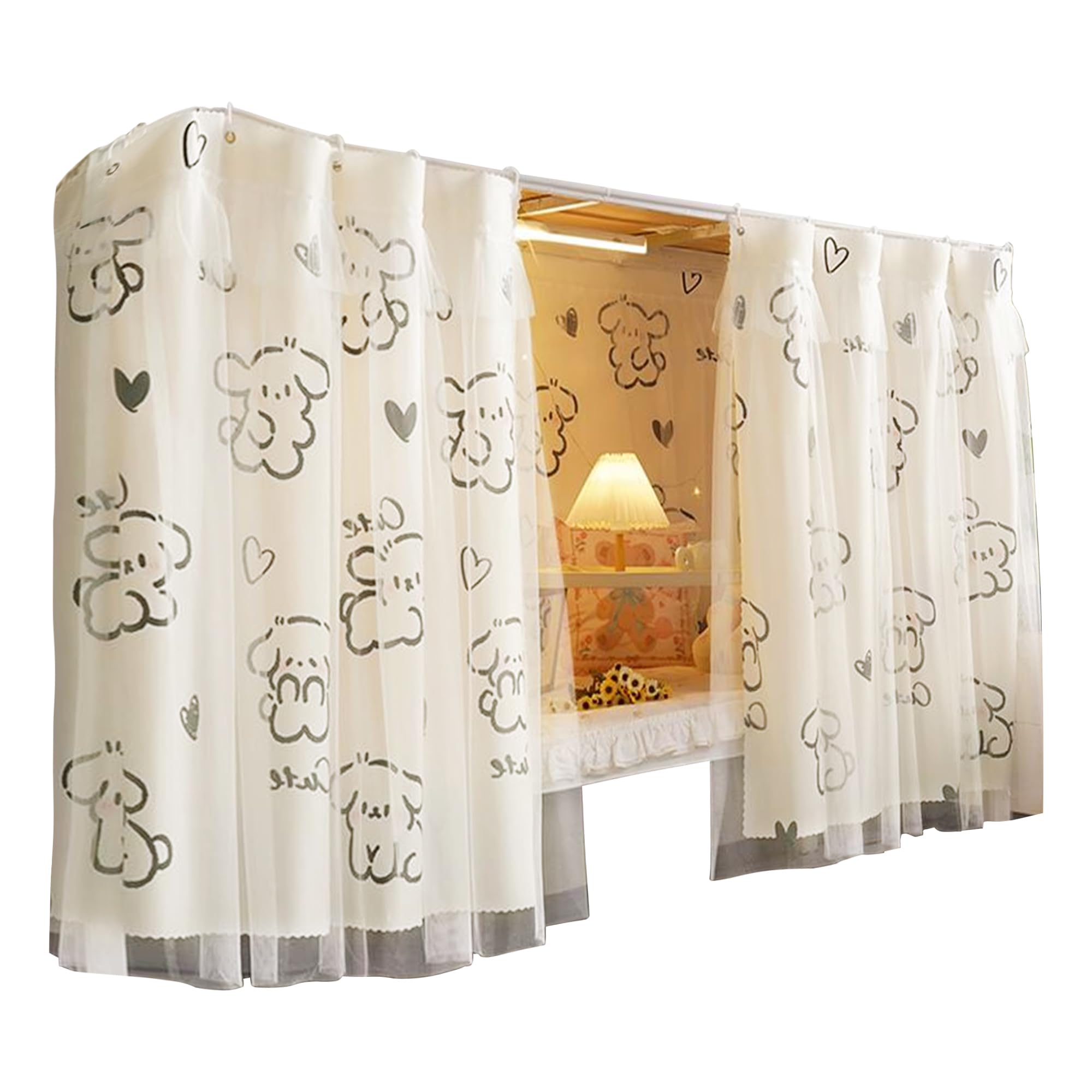 Amazon.com: Beautiful Gauze Bunk Bed Curtains Drapes with Lace Privacy ...