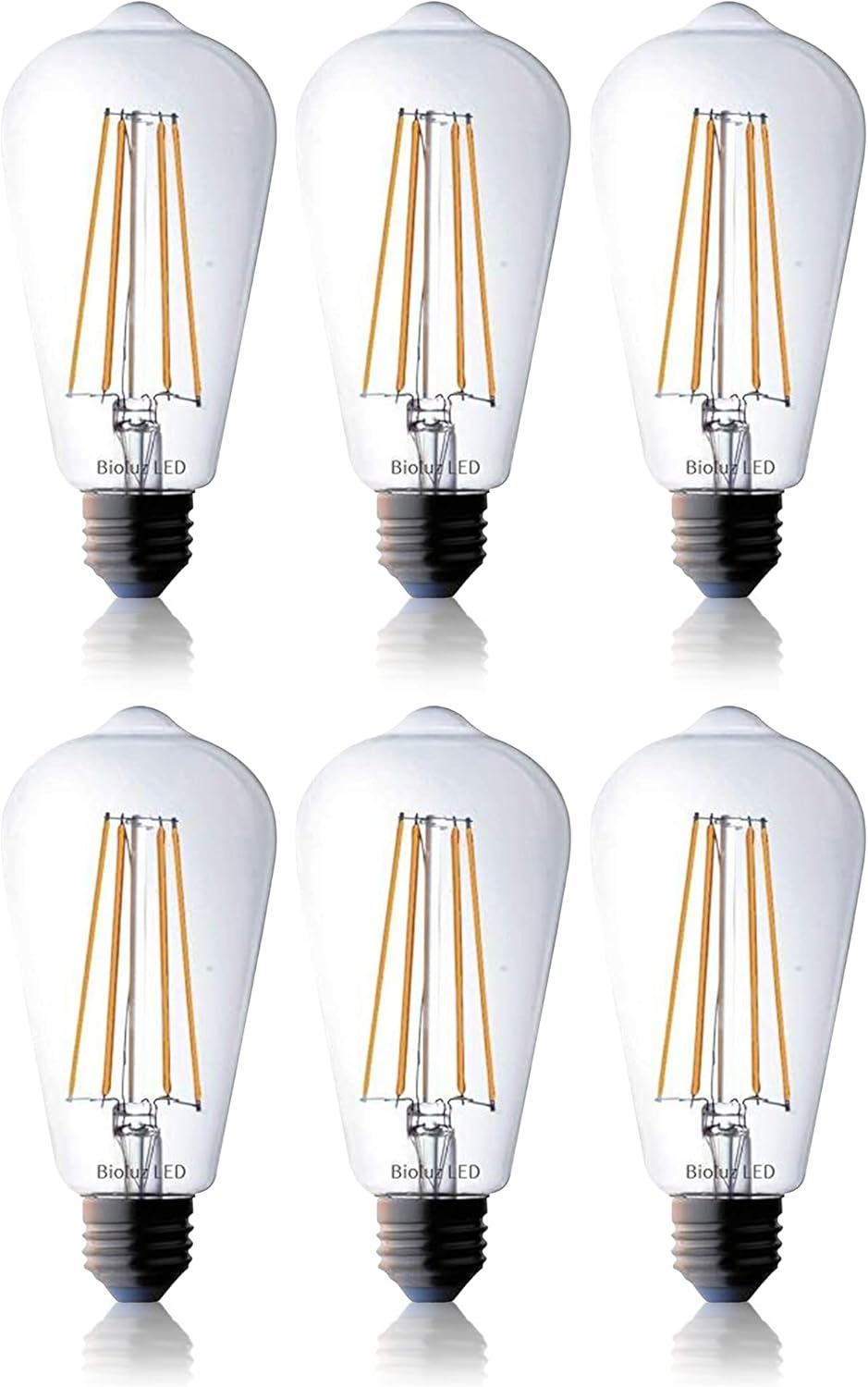 Bioluz Dimmable Edison Light Bulbs - 800 Lumen Soft White 3000K LED ...