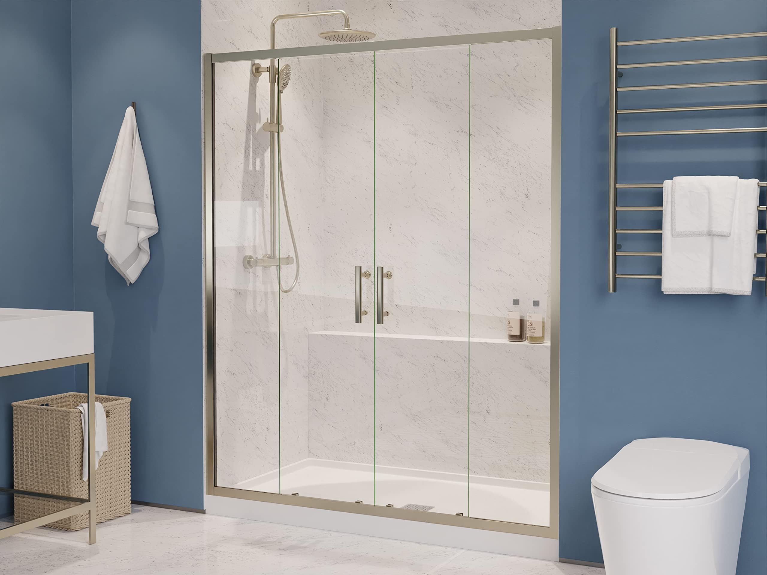 ANZZI 70-in. x 60-in. Framed Double Sliding Shower Door, Resistance ...