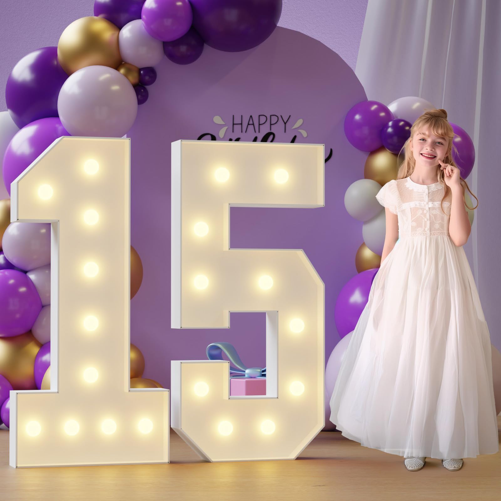 Amazon.com: Rielmox Marquee Numbers, 4FT Number 15 Light Up Number ...