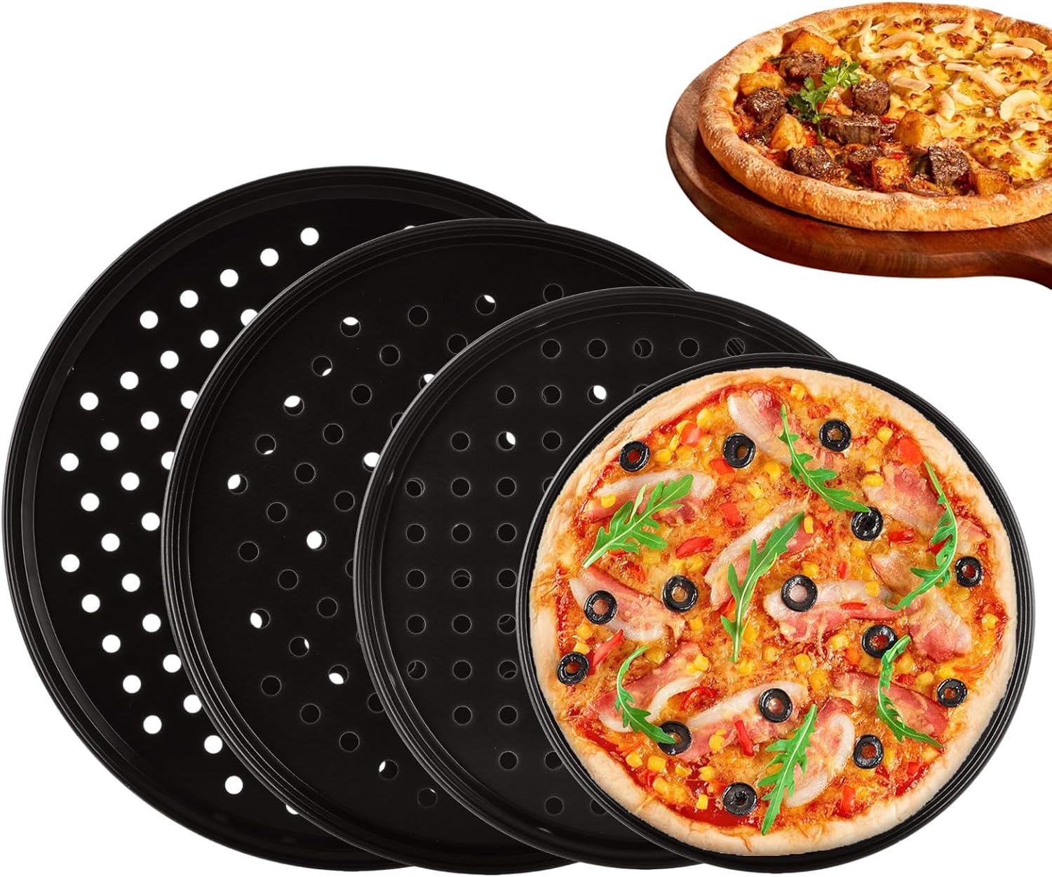 Amazon.com: RHBLME 8 PACK Pizza Pans, Pizza Pan with Holes, Nonstick ...