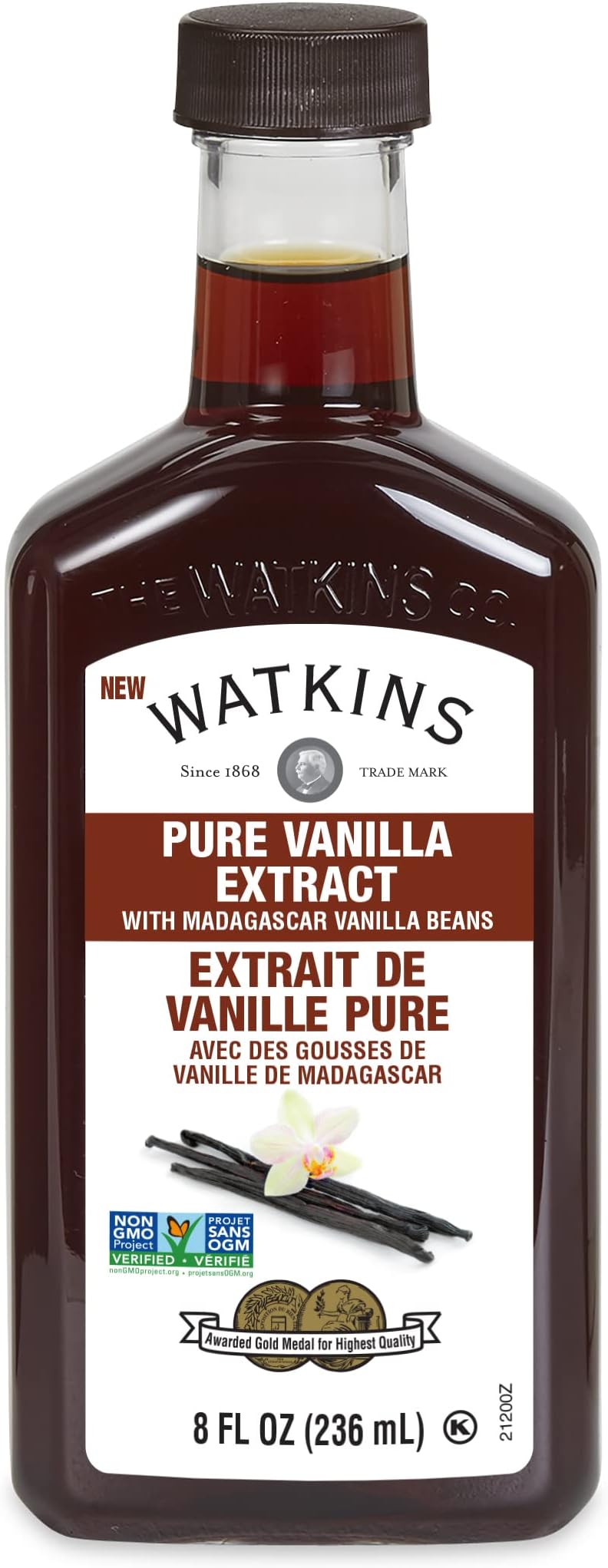 Amazon.com: Watkins Pure Vanilla Extract, Non-GMO, Kosher, 8 oz Bottle ...