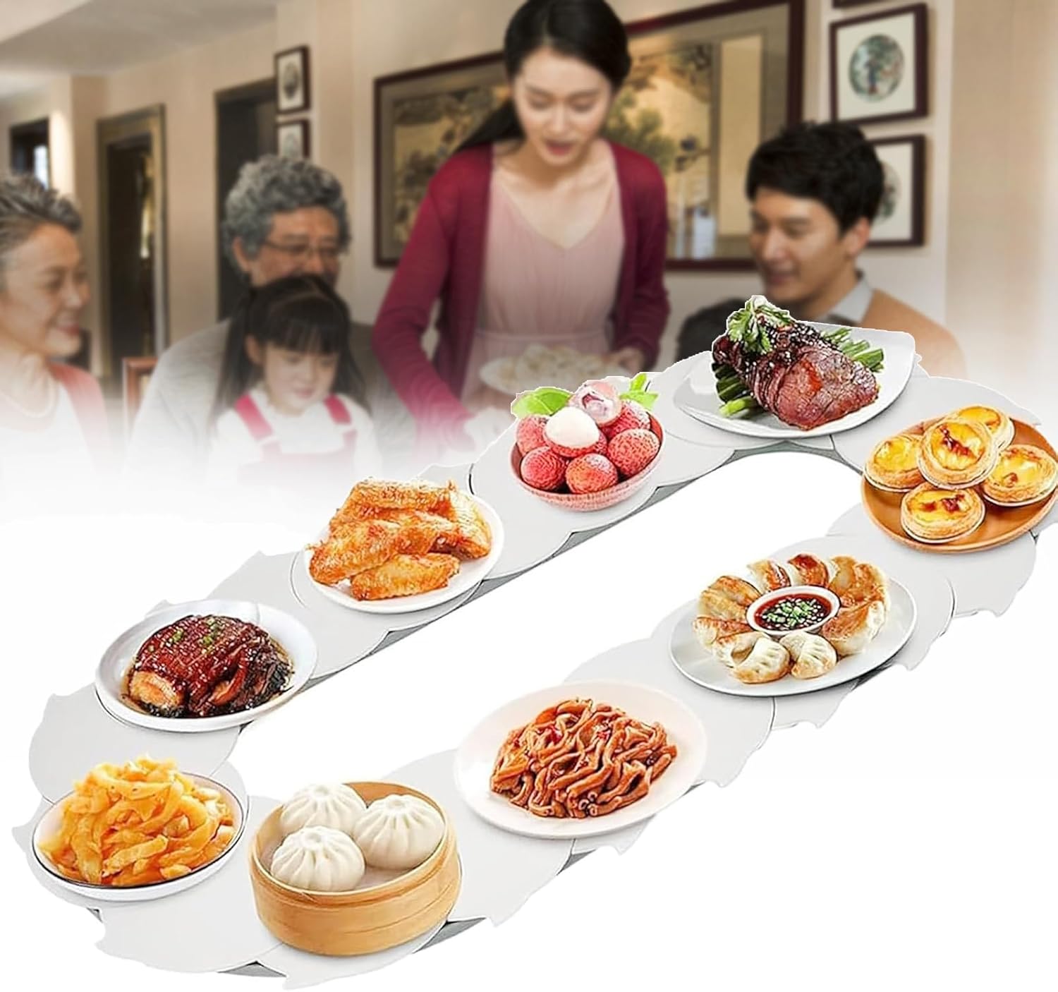 RIJPEX Adjustable Dining Table Rotating, 360° Manual Swivel Turntable ...