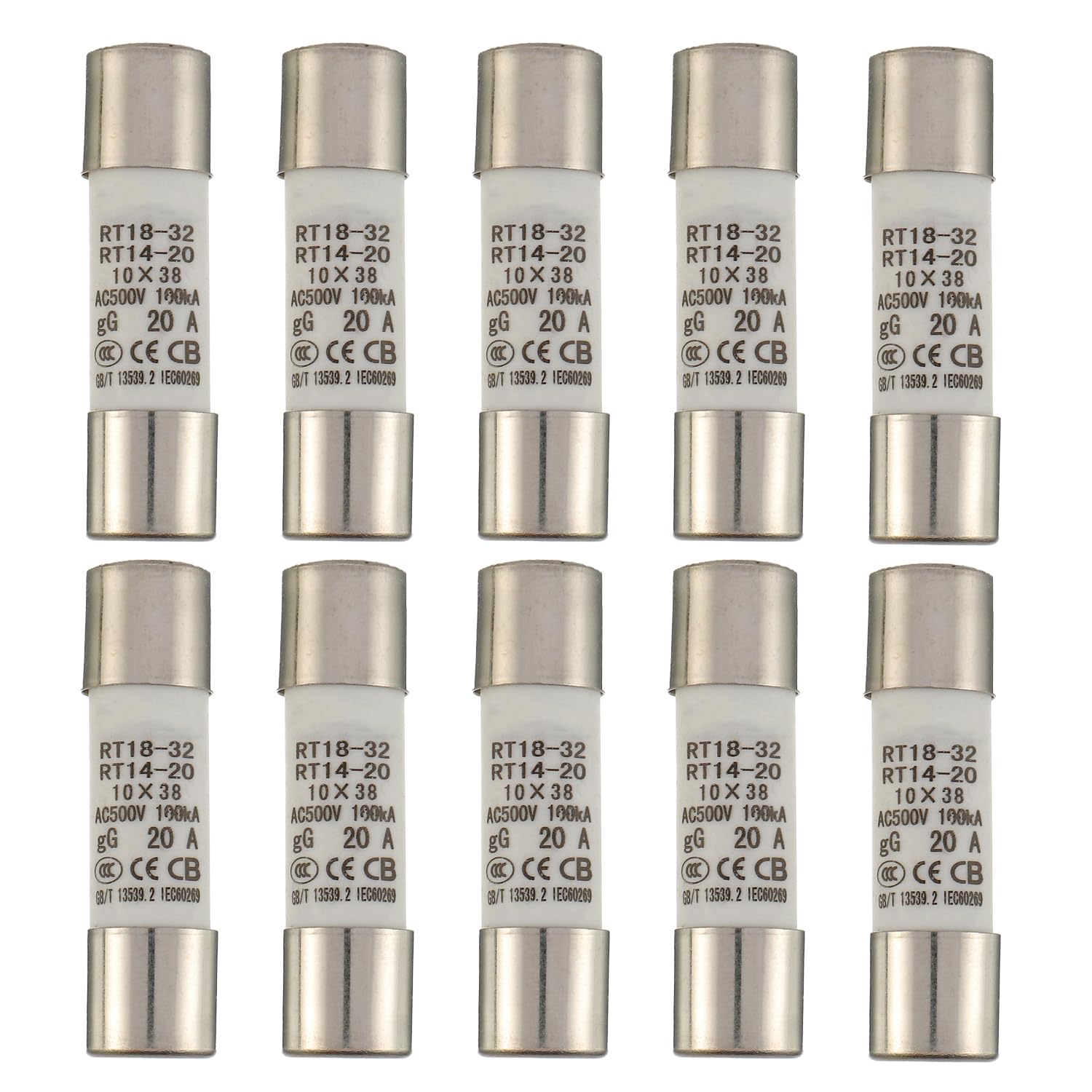 SIGANDG 20A 500V Ceramic Tube Fuse RT18-32 10x38mm Cylindrical High ...