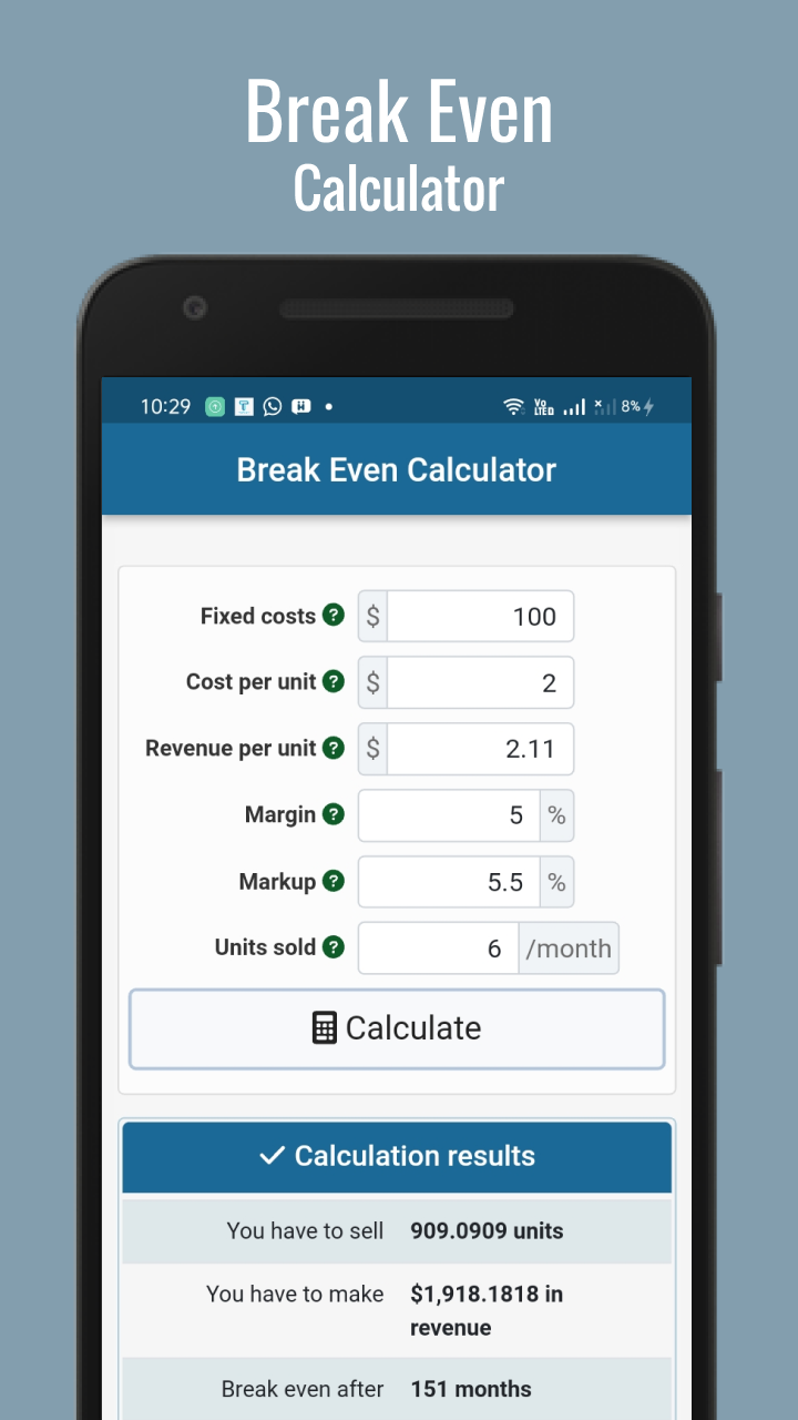 Break Even Calculator - App on Amazon Appstore