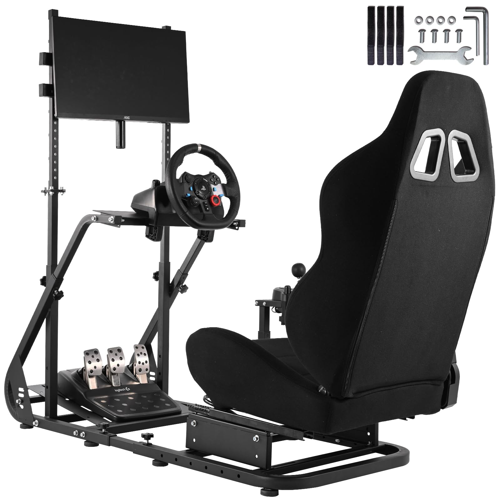 Snapklik.com : Anman G25 Pro TV VR Sim Racing Simulator Cockpit Black Seat