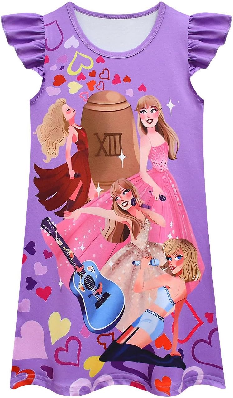 Amazon.com: CxwTrinenurain Girls Cartoon Singer Costume Flutter Sleeve ...