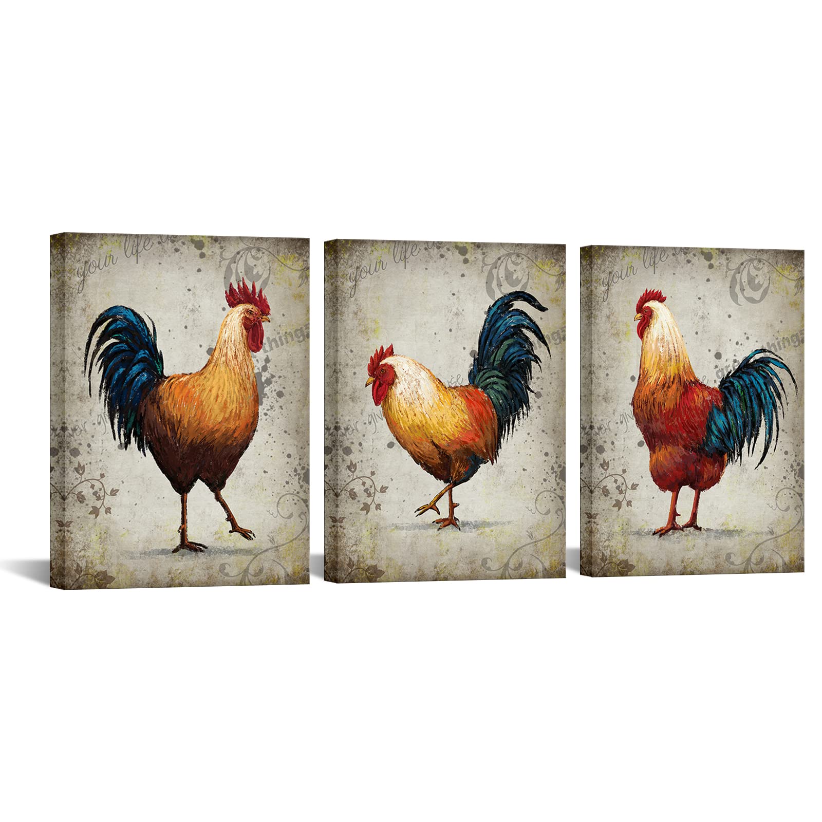 Amazon.com: NutArtPic Farm Animal Canvas Chicken Wall Art Hen Rooster ...