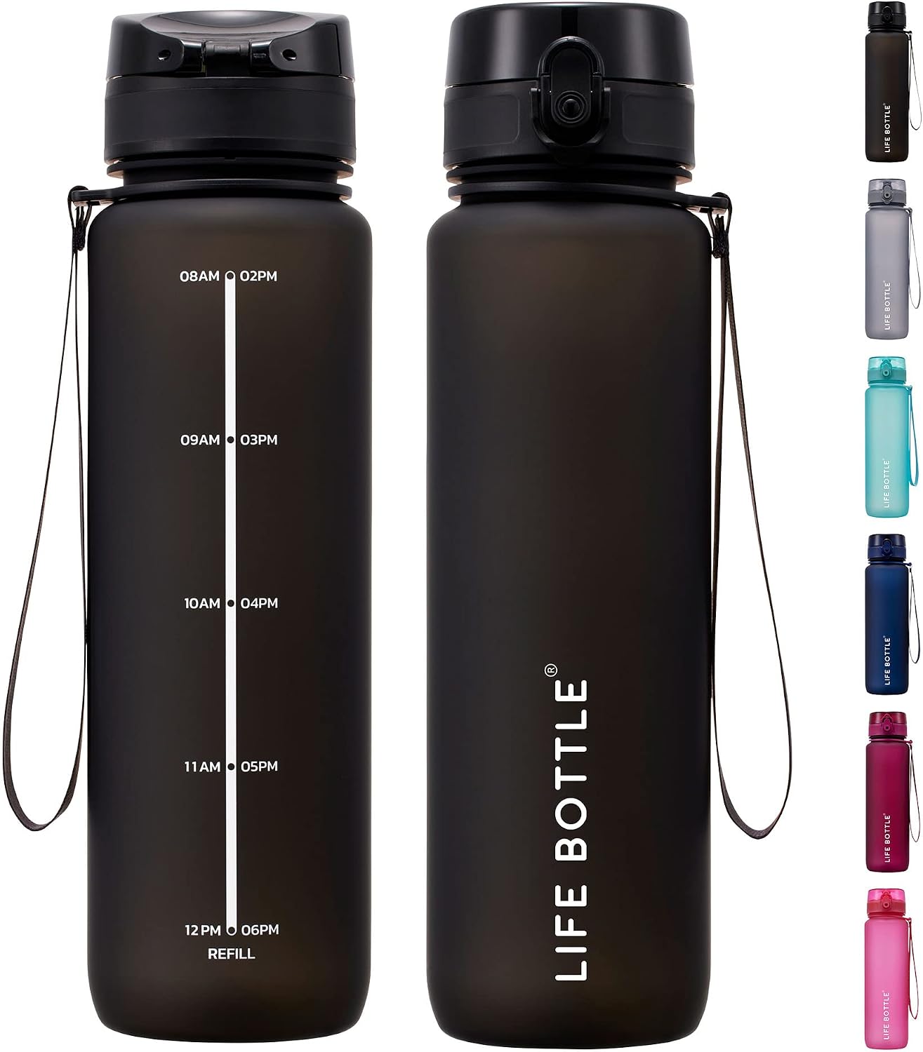 Amazon.com: Life Bottle 32 oz Water Bottle with Strap - Tritan Fruit ...